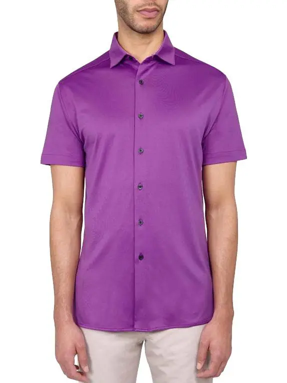 CON.STRUCT Solid Performance Button-down Shirt - Purple