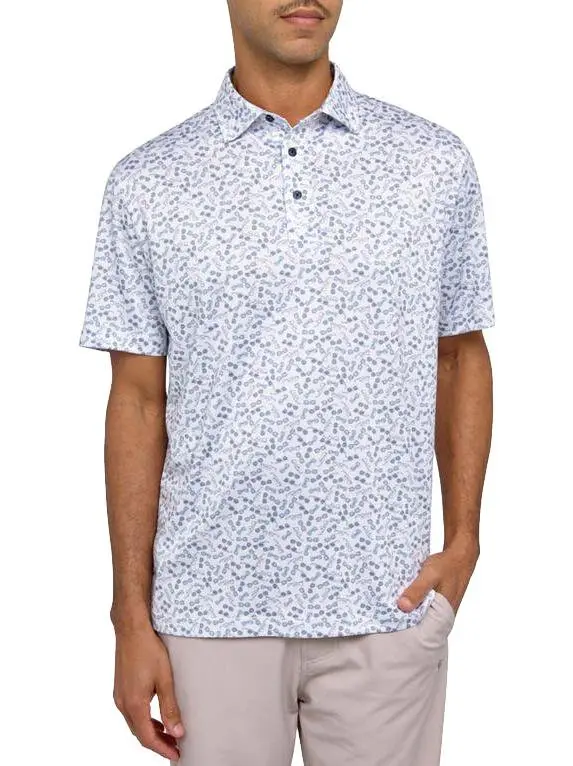 CON.STRUCT Regular Fit Micro Sunglasses Print Recycled Performance Golf Polo - White/green