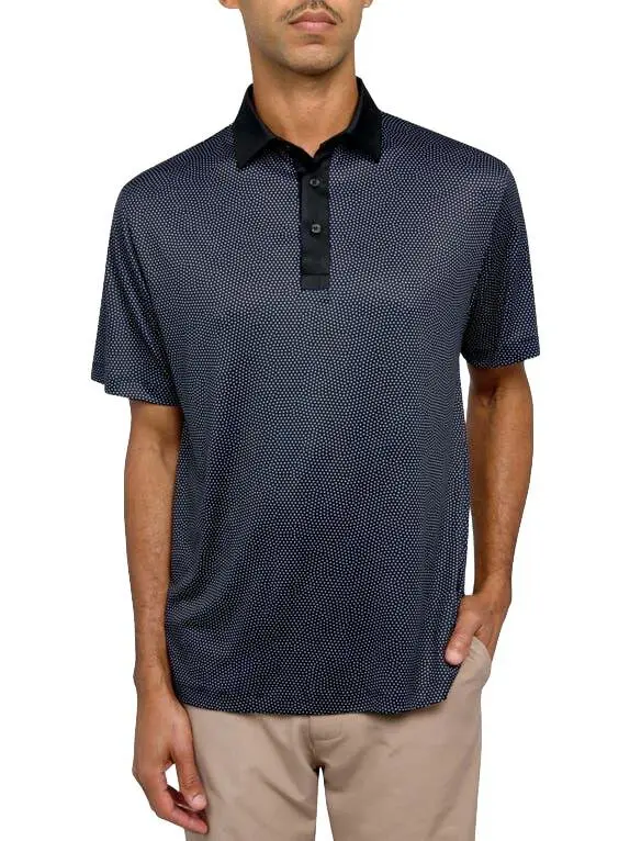 CON.STRUCT Dot Print Performance Golf Polo - Black/white