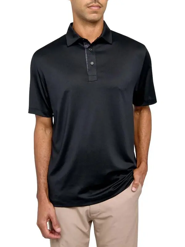 CON.STRUCT Regular Fit Solid Recycled Performance Golf Polo - Black