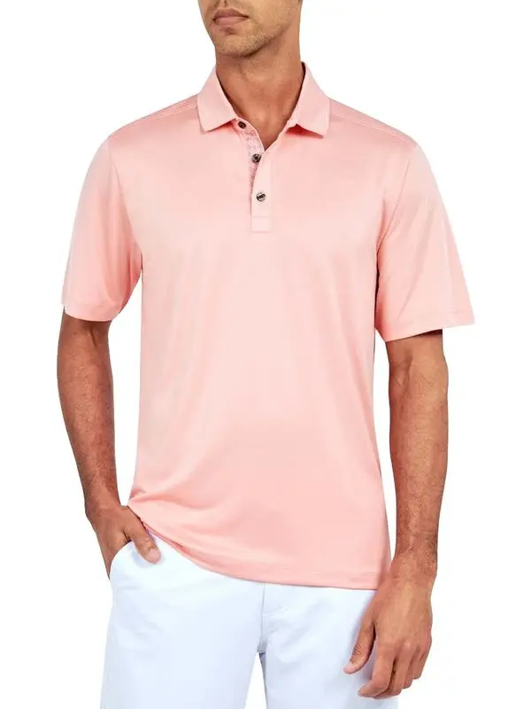 CON.STRUCT Regular Fit Solid Recycled Performance Golf Polo - Coral