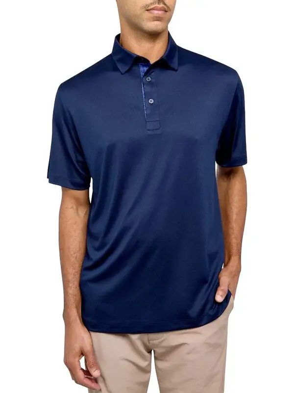 CON.STRUCT Regular Fit Solid Recycled Performance Golf Polo - Navy