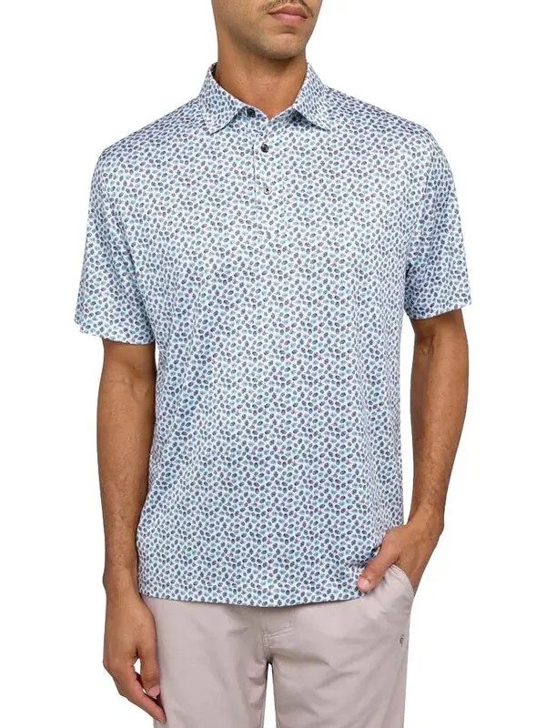 CON.STRUCT Regular Fit Micro Mexi Skulls Print Recycled Performance Golf Polo - Multi