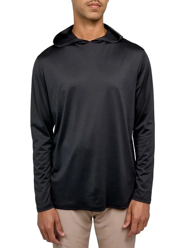 CON.STRUCT Regular Fit Melange Recycled Performance Hoodie - Black