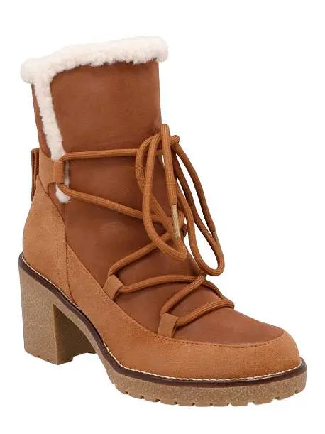 Mia Holiday Faux Shearling Bootie - Cognac