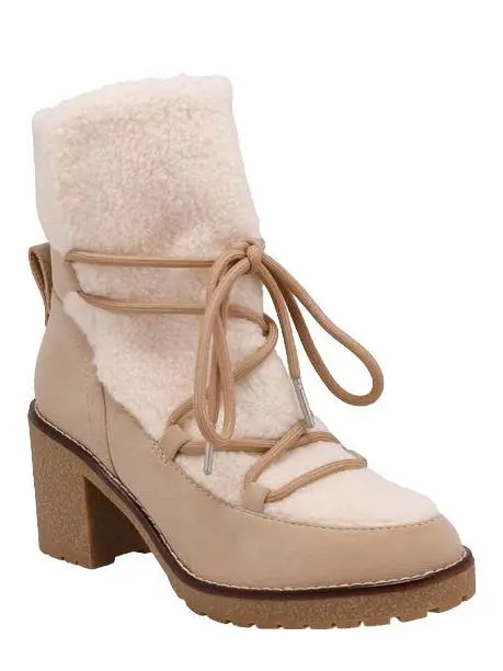 Mia Holiday Faux Shearling Bootie - Sand/ Off White