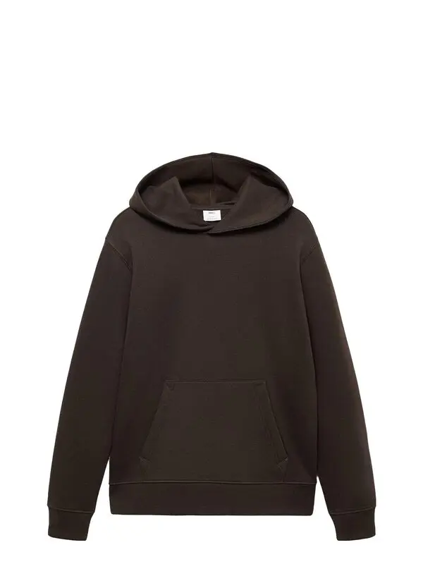 Mango Cotton-blend Pullover Hoodie - Chocolate