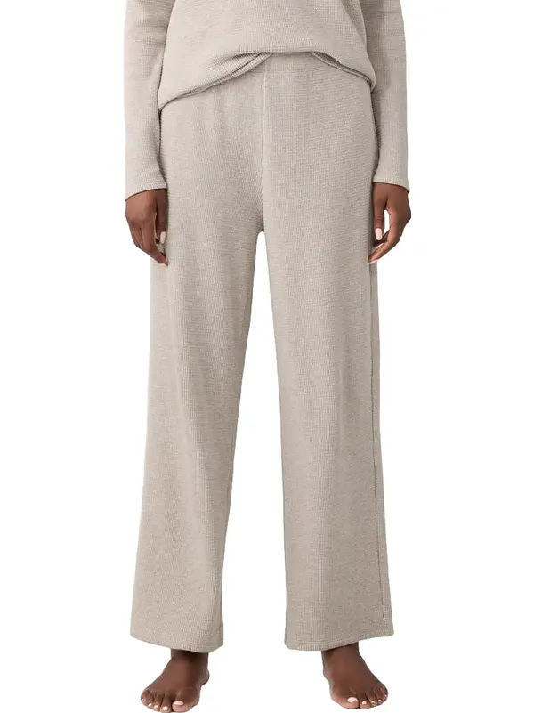 Eileen Fisher Organic Cotton Waffle Knit Ankle Pants - Wheat