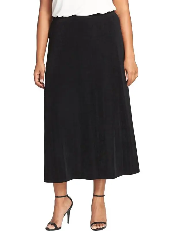 Vikki Vi Long A-line Ribbed Skirt - Black