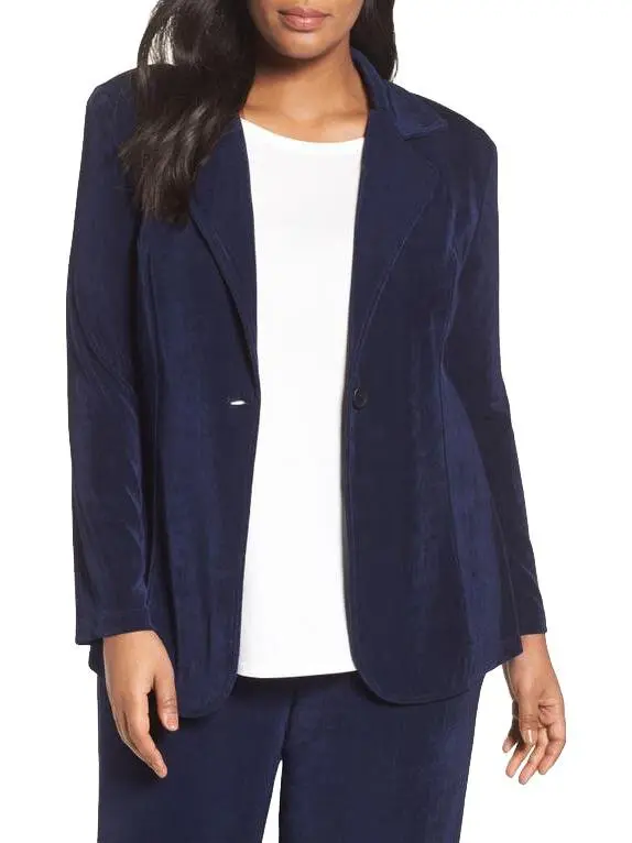 Vikki Vi One-button Stretch Knit Blazer - Navy