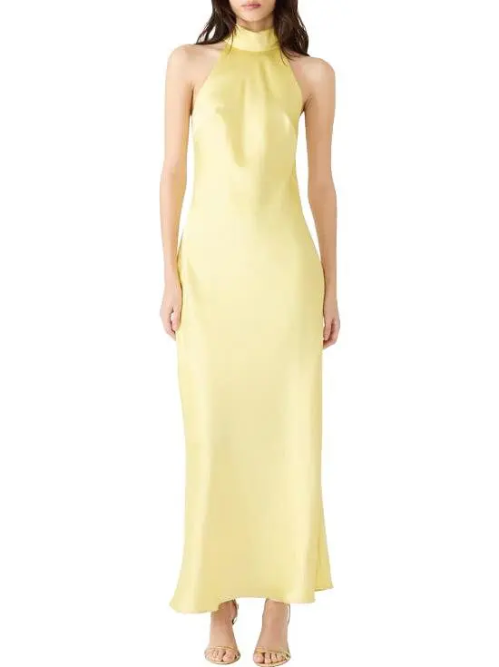 Steve Madden Lara Satin Maxi Dress - Butter Yellow