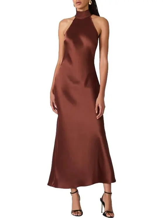 Steve Madden Lara Satin Maxi Dress - Cinnamon