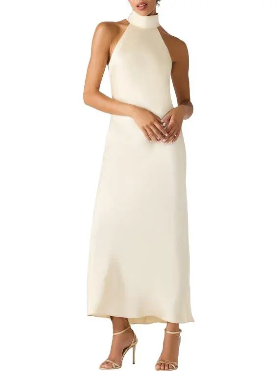 Steve Madden Lara Satin Maxi Dress - Cream