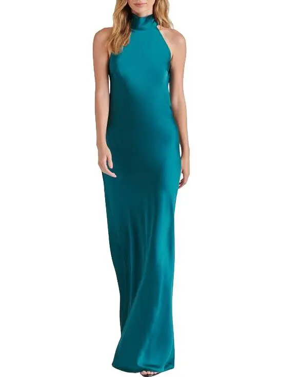 Steve Madden Lara Satin Maxi Dress - Deep Teal
