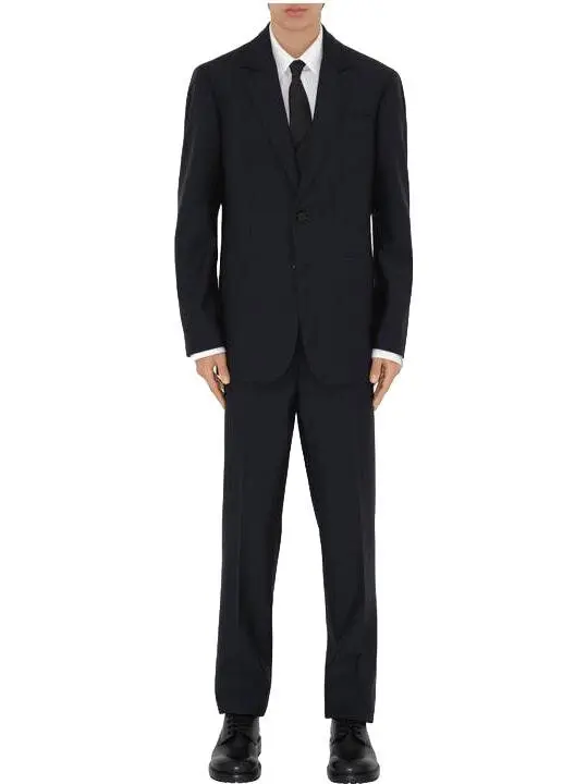 Burberry Wool Tailored Trousers - Navy