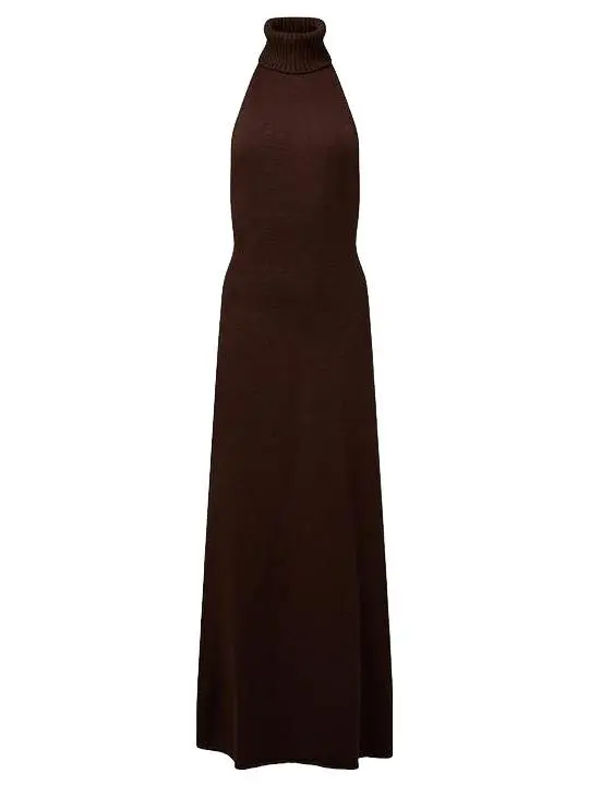WeWoreWhat Open Back Halter Maxi Dress - Brown
