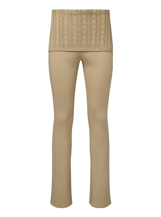 WeWoreWhat Cable Knit Roll Over Pant - Taupe
