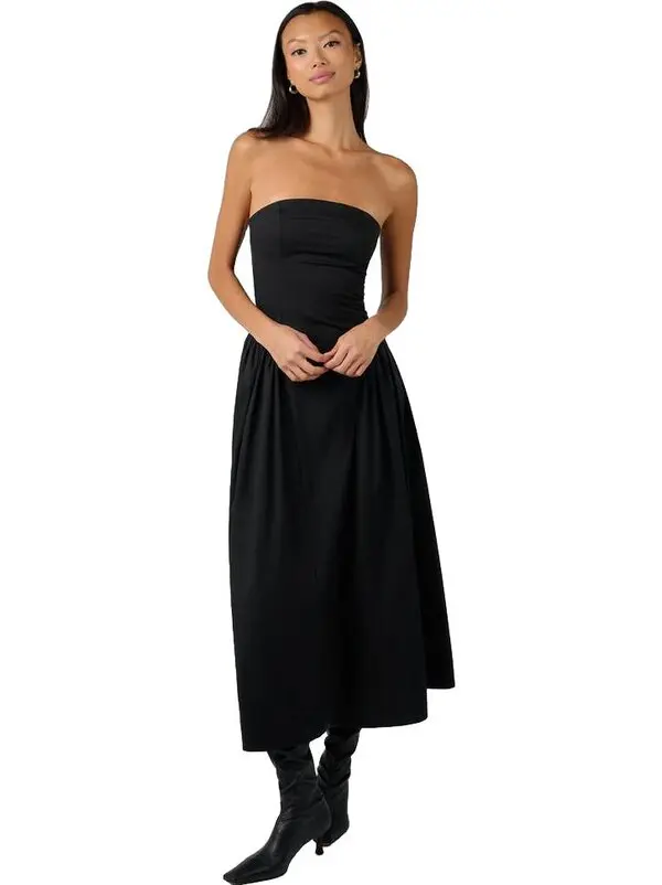 WeWoreWhat Strapless Corset Midi Dress - Black