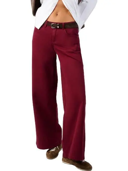 WeWoreWhat Relaxed Low Rise Baggy Pants - Dark Cherry