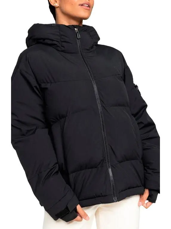 Roxy Alofted Water Resistant Hooded Puffer Jacket - Anthracite