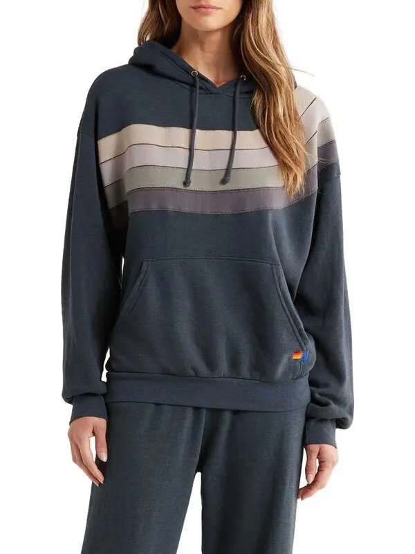 Aviator Nation Wave Stripe Hoodie - Charcoal/charcoal