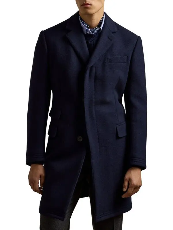 Ralph Lauren Purple Label Kent Paddock Brushed Wool Topcoat - Navy
