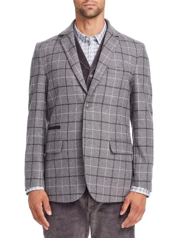 BROOKLYN BRIGADE Plaid Wool Blazer - Grey