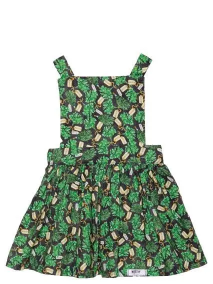WORTHY THREADS Pinafore Dress With Full Skirt - Green