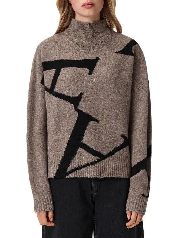 ALLSAINTS A Star Turtleneck Sweater - Doe Brown/black