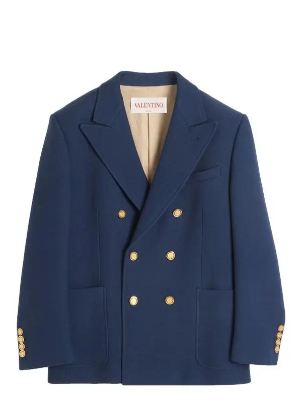 Valentino Garavani Double-breasted Double Wool Jacket - Indigo