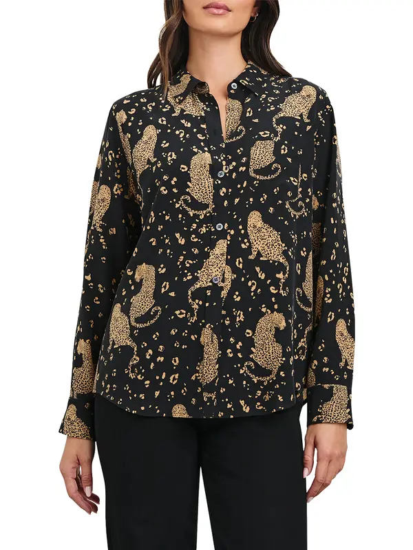 Rails Kate Leopard Print Silk Shirt - Noir Leopard