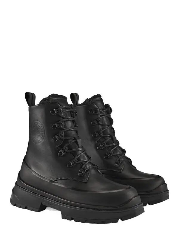 Canada Goose Kya Lace Up Leather Shearling Lined Waterproof Boots - Black