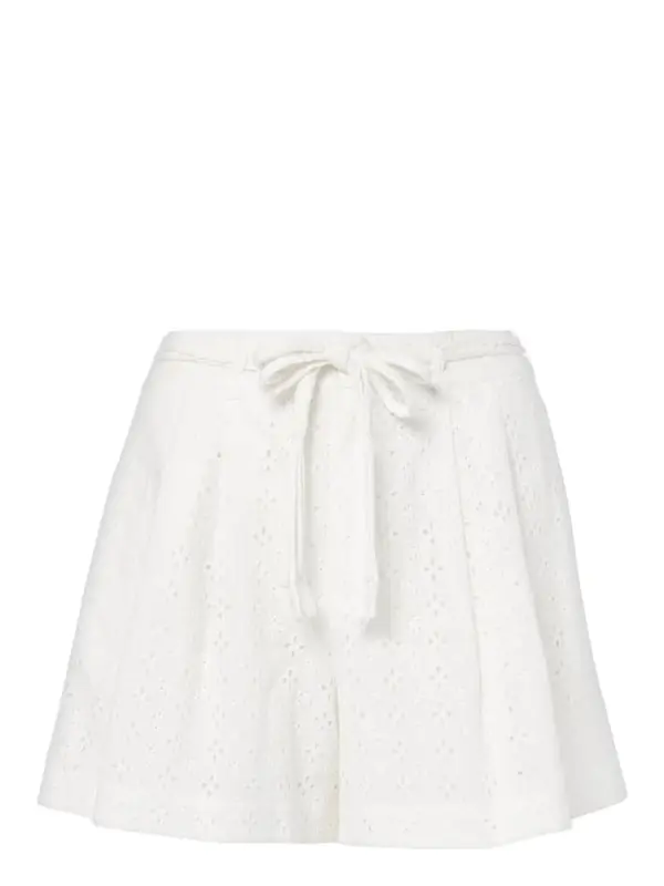 Poupette St Barth Chantal Broderie Anglaise Cotton Shorts - White