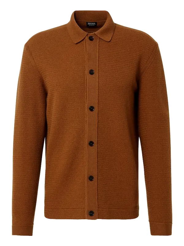 Zegna Ribbed-knit Cashmere Cardigan - Orange