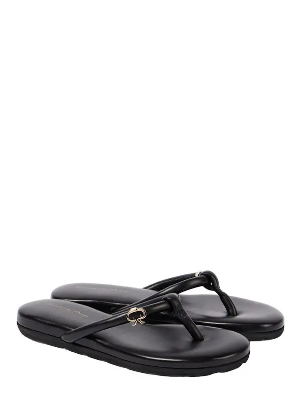 GIANVITO ROSSI Juno Leather Thong Sandals - Black