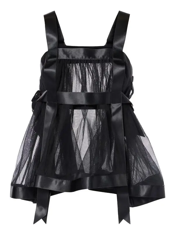 Noir Kei Ninomiya Tulle Top - Black