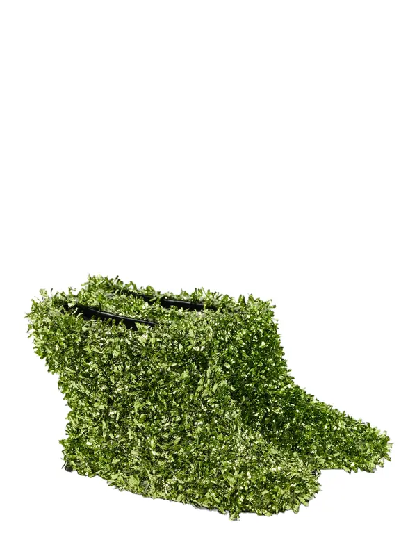 Dries Van Noten Glitter Metallic Wedge Mules - Green