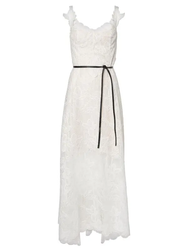 Oscar De La Renta Lace Maxi Gown - White