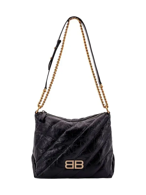 Balenciaga Crush Hobo S Leather Bag - Black
