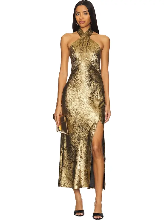 Astr The Label Marissa Metallic Dress - Gold