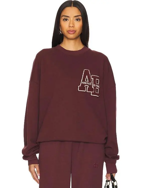 ANINE BING Miles Oversized Letterman Sweatshirt - Dark Burgundy