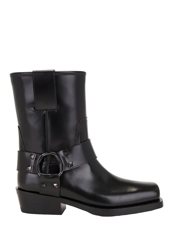 Valentino Garavani Rockstud Biker Boot - Nero