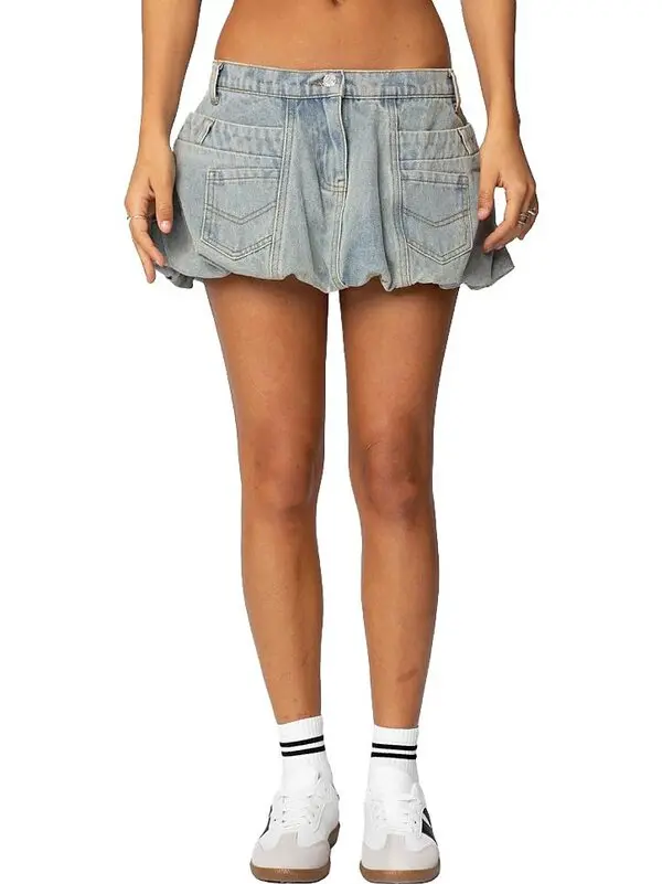 EDIKTED Jodi Denim Mini Skirt - Blue Washed