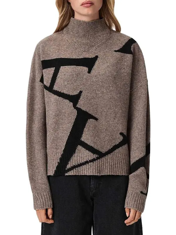 ALLSAINTS Printed Sweater - Doe Brown/black