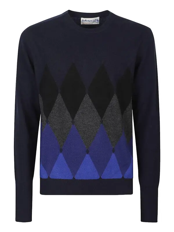 BALLANTYNE Diamond Cashmere Sweater - Blue
