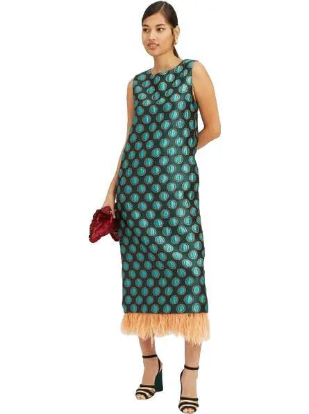 La DoubleJ Column Maxi Dress - Jacquard Winter Sun Emerald