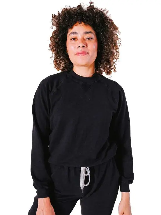 POPLINEN Agnes Raglan Organic Cotton + Tencel Sweatshirt - Black
