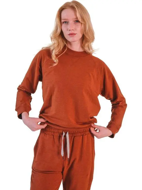 POPLINEN Agnes Raglan Organic Cotton + Tencel Sweatshirt - Rust