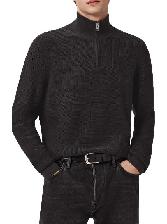 ALLSAINTS Wool Blend Quarter Zip Sweater - Espresso Brown
