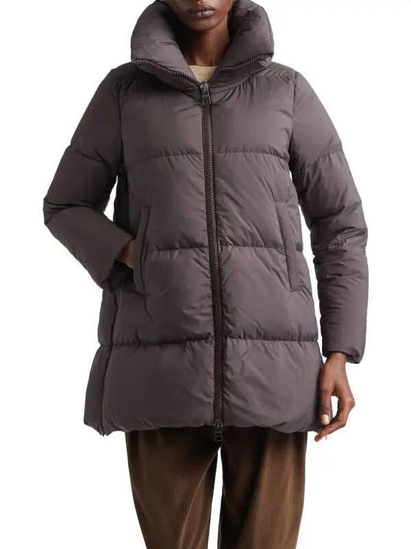 Herno Box Quilted Water Resistant Down Coat - Marrone Scuro